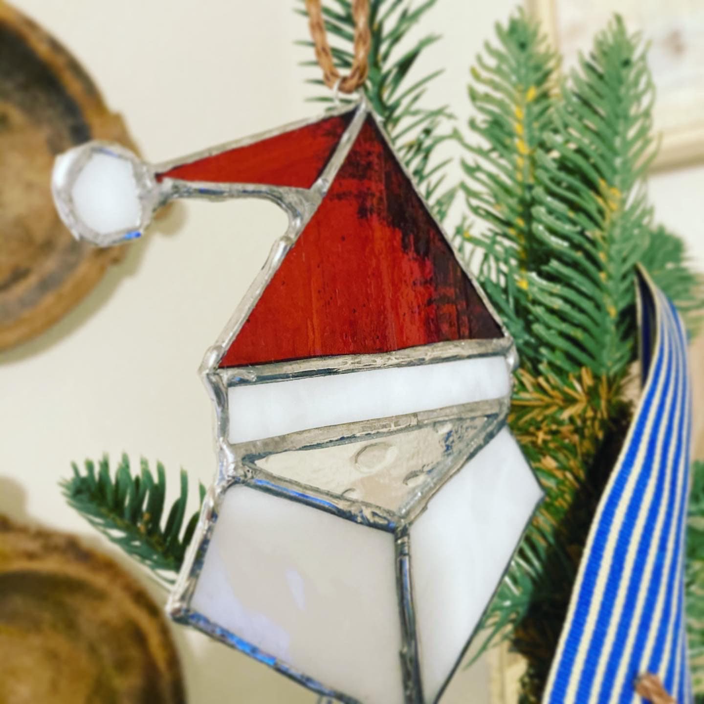 Limited Edition Stained Glass Santa Christmas Suncatchers Ornaments - Etsy