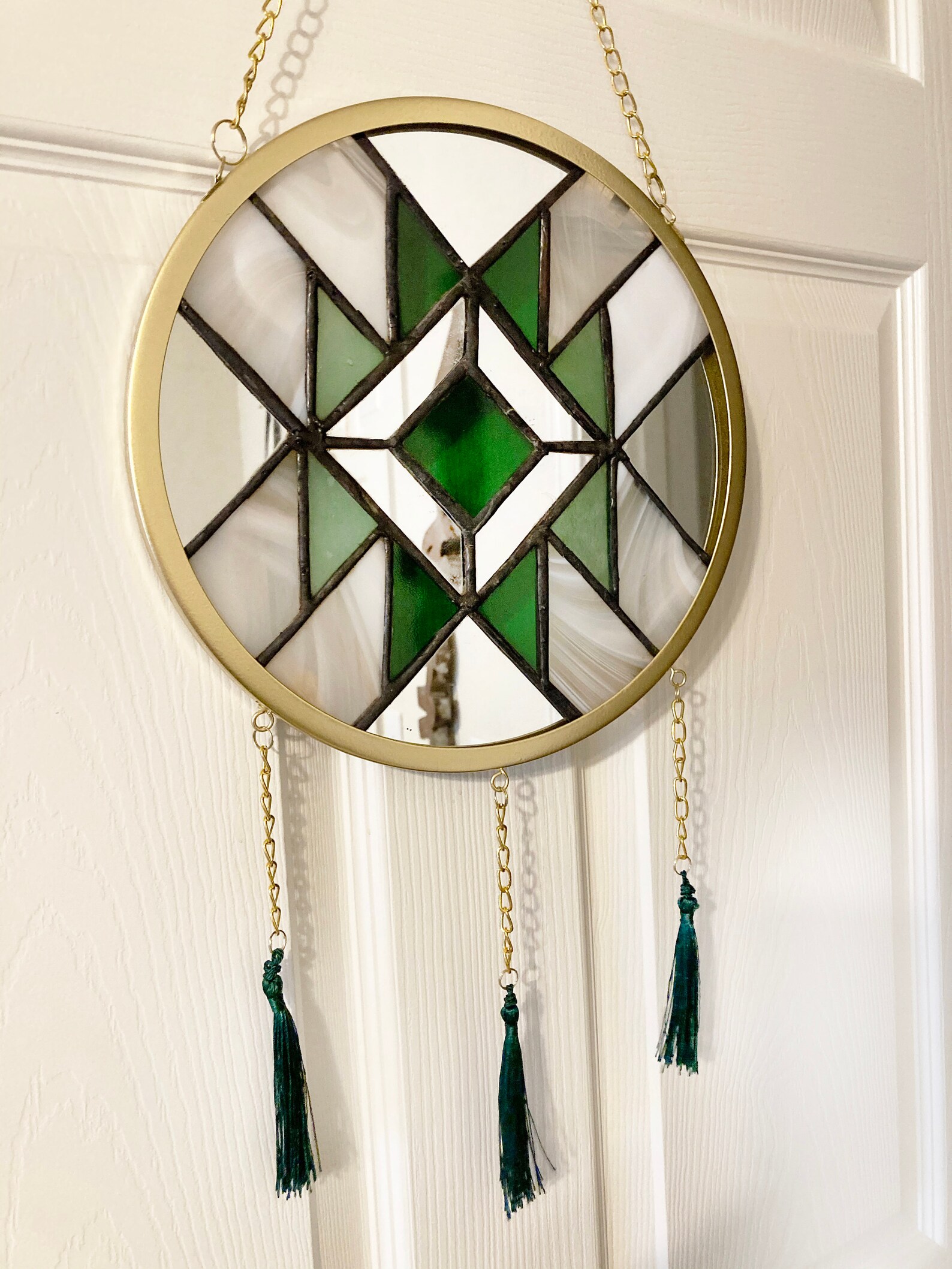 Southwestern Boho Stained Glass Round Mirror | Etsy