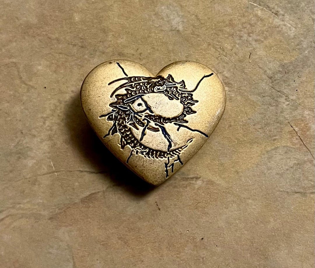 Eragon Logo Brassy Heart Shaped Pin - Etsy