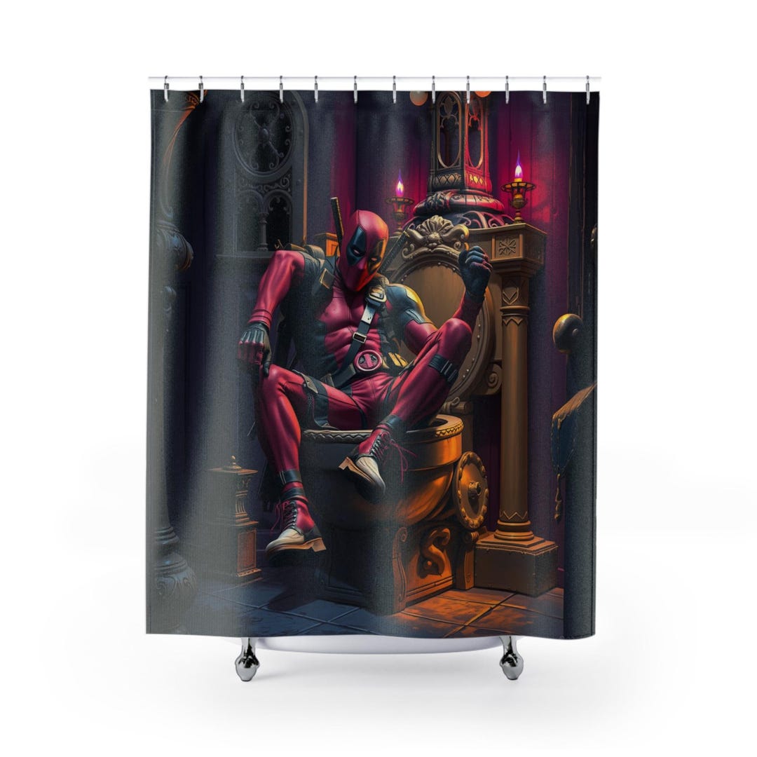 Funny Deadpool Shower Curtain, Comic Bathroom Decor, Geeky Gift ...