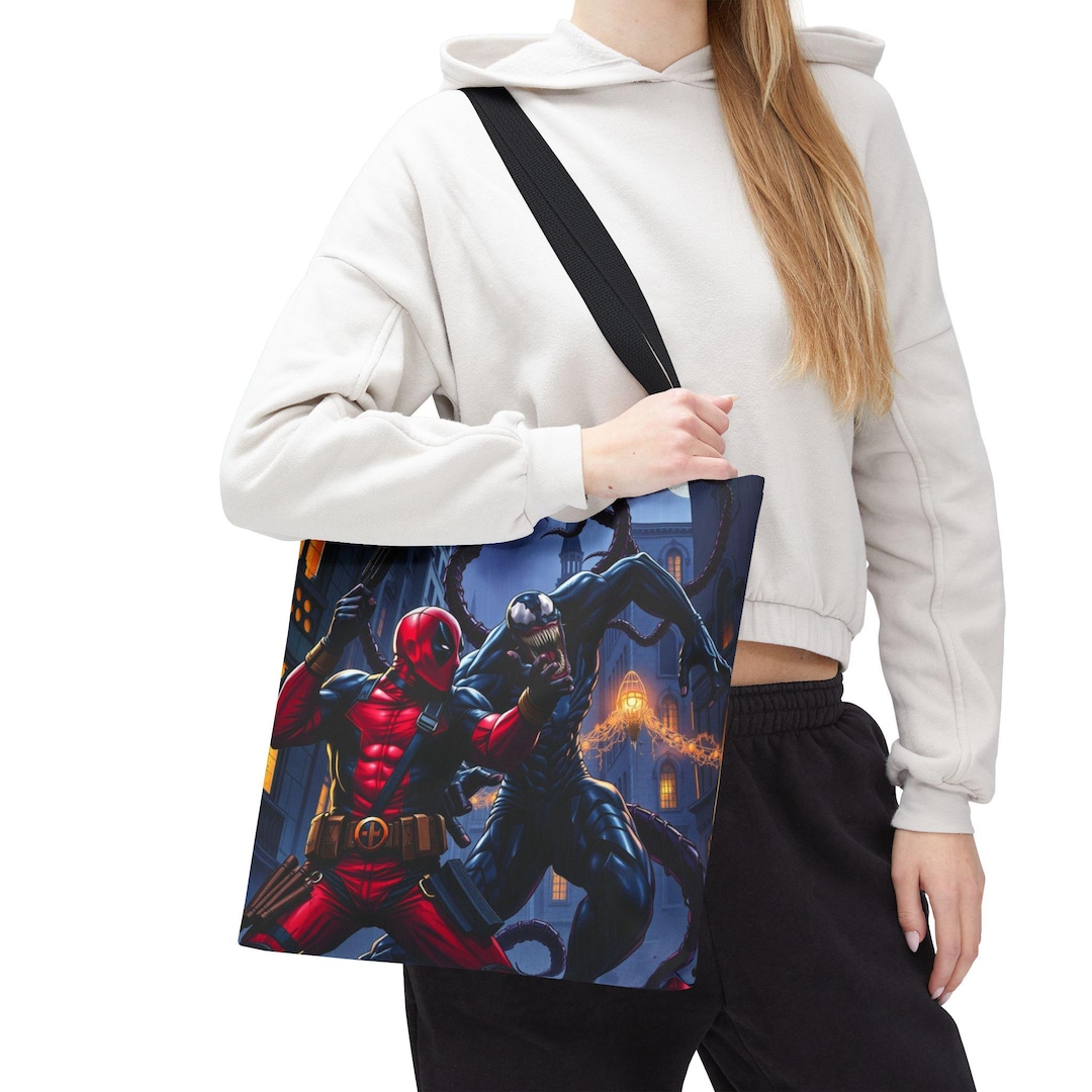 Comic Book Hero Tote Bag | Deadpool & Venom Design, Marvel-inspired Bag ...