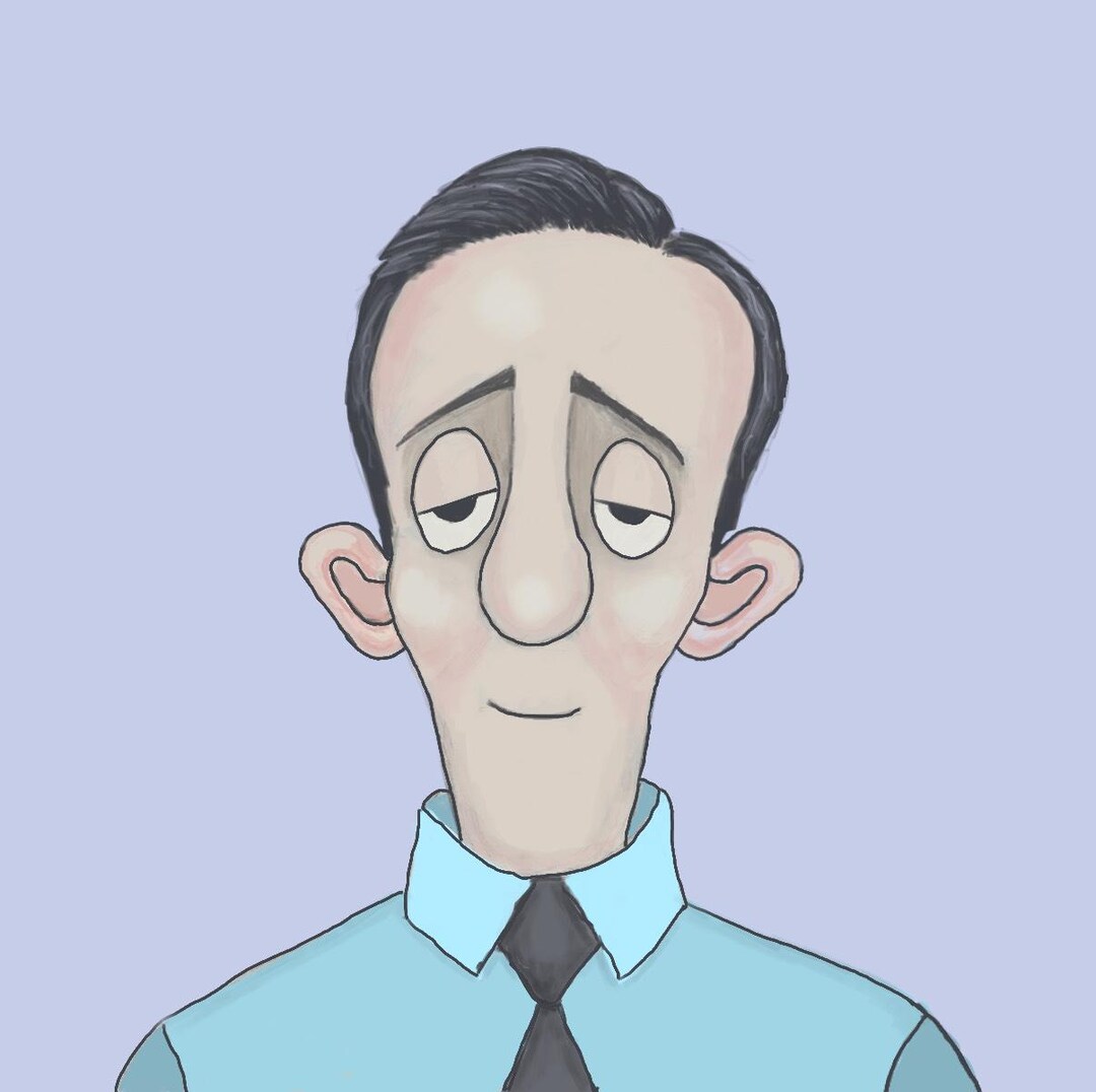 Illustration of Sleepy Office Worker - Etsy