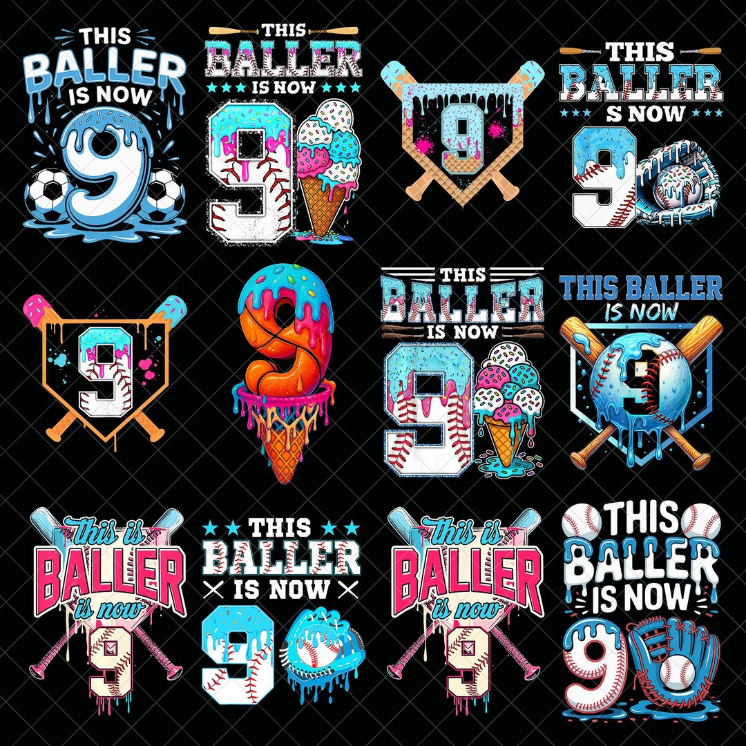 This Baller is Now 9 PNG Bundle, Sports Birthday Sublimation Soccer ...