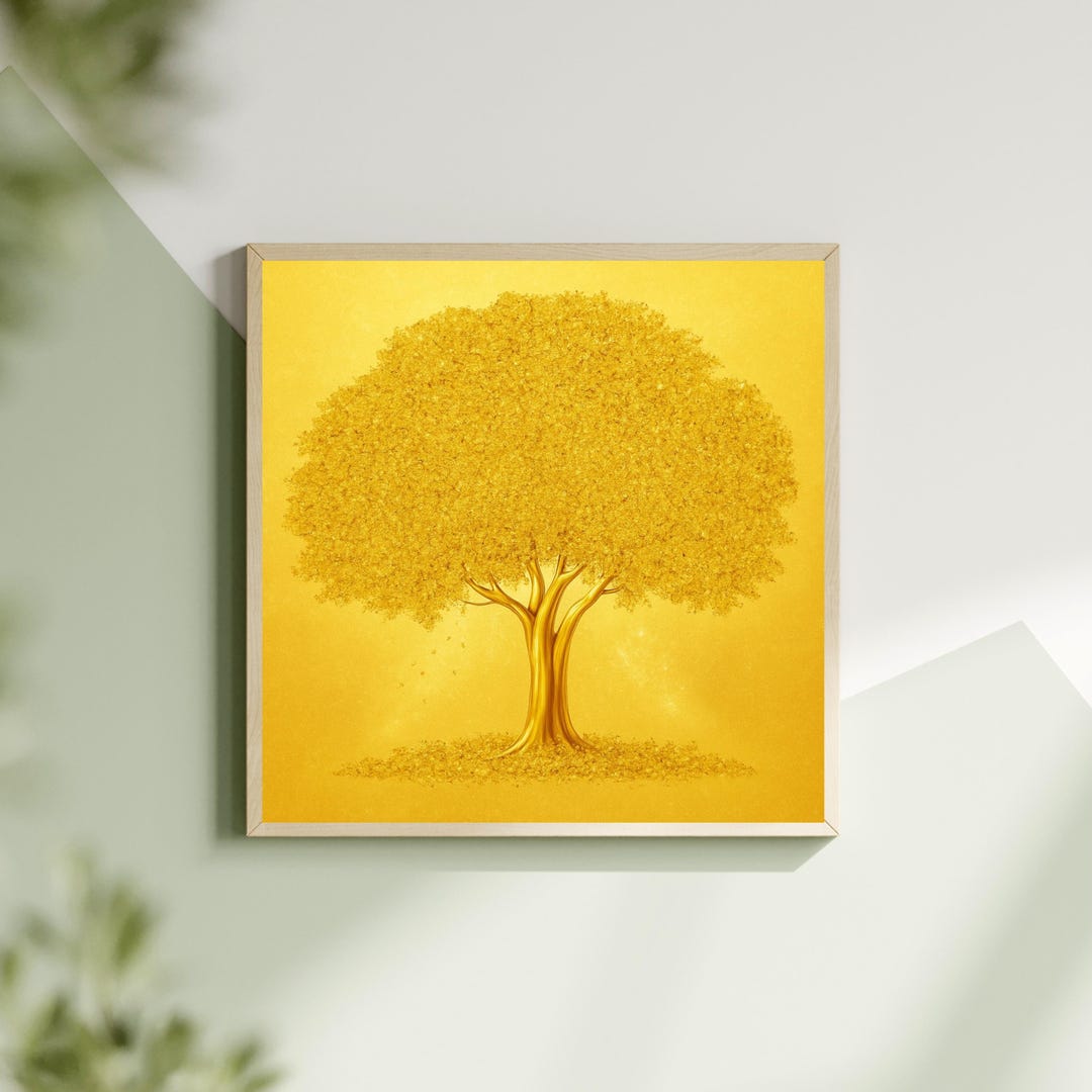 Golden Money Tree Canvas, Prosperity Wall Art for Wealth & Good Fortune ...
