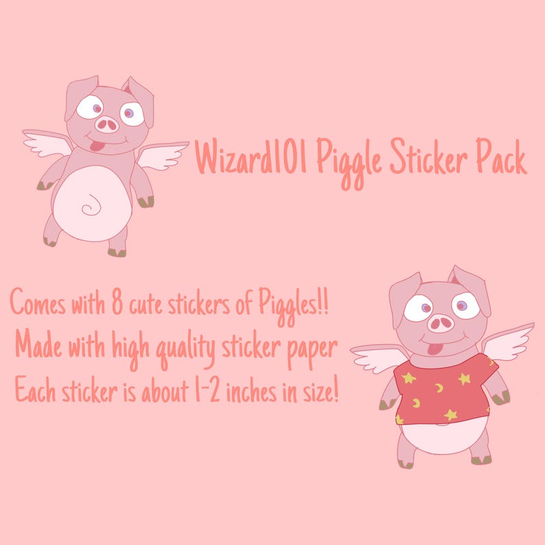 Wizard101 Piggle Sticker Pack - 8 Cute Stickers of Piggles From ...