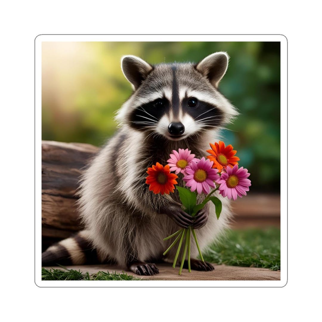 Adorable Raccoon Kiss-cut Stickers | Cute Animal Sticker, Laptop ...