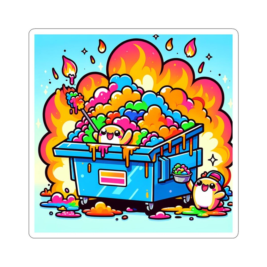Colorful Dumpster Fire Sticker, Cute Kawaii Art, Laptop Decor, Fun Gift ...