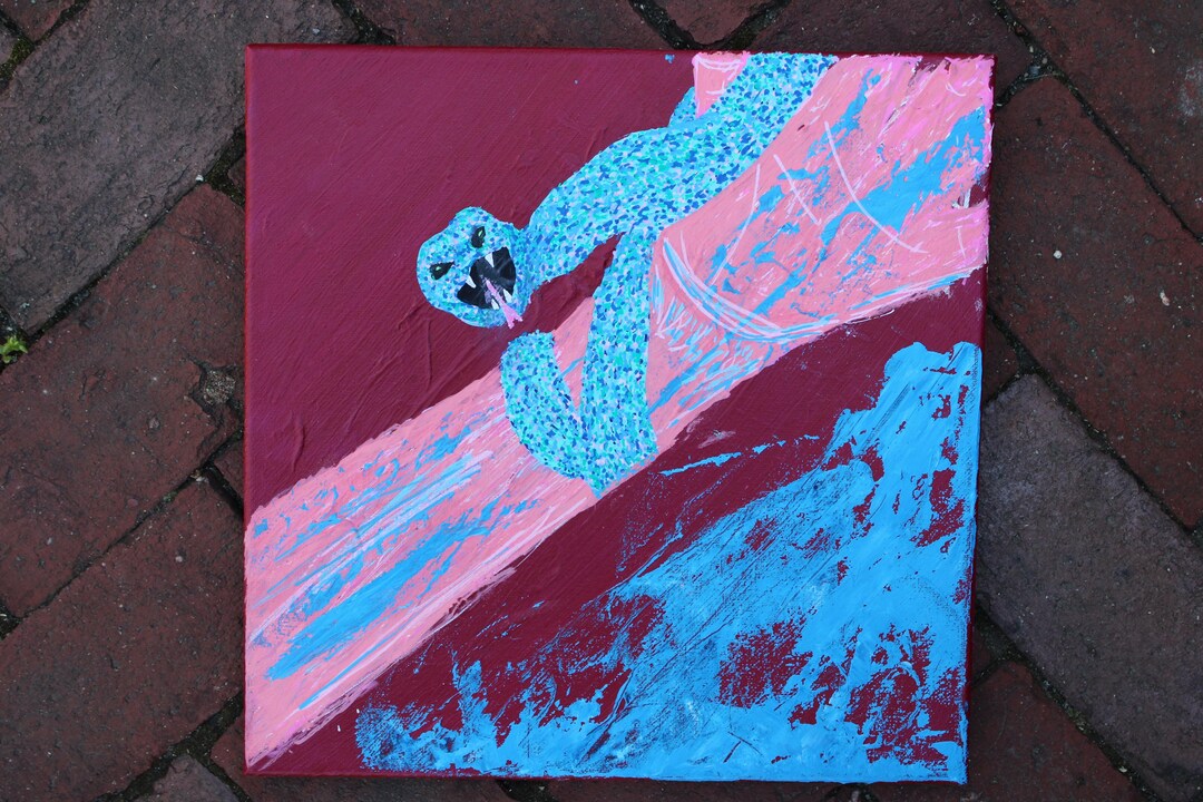 Escaped Vein: Acrylic Snake Painting on 12x12 Canvas - Etsy
