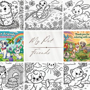My Pet Friends Coloring Book | 10 Adorable Pet Printable Coloring Book ...