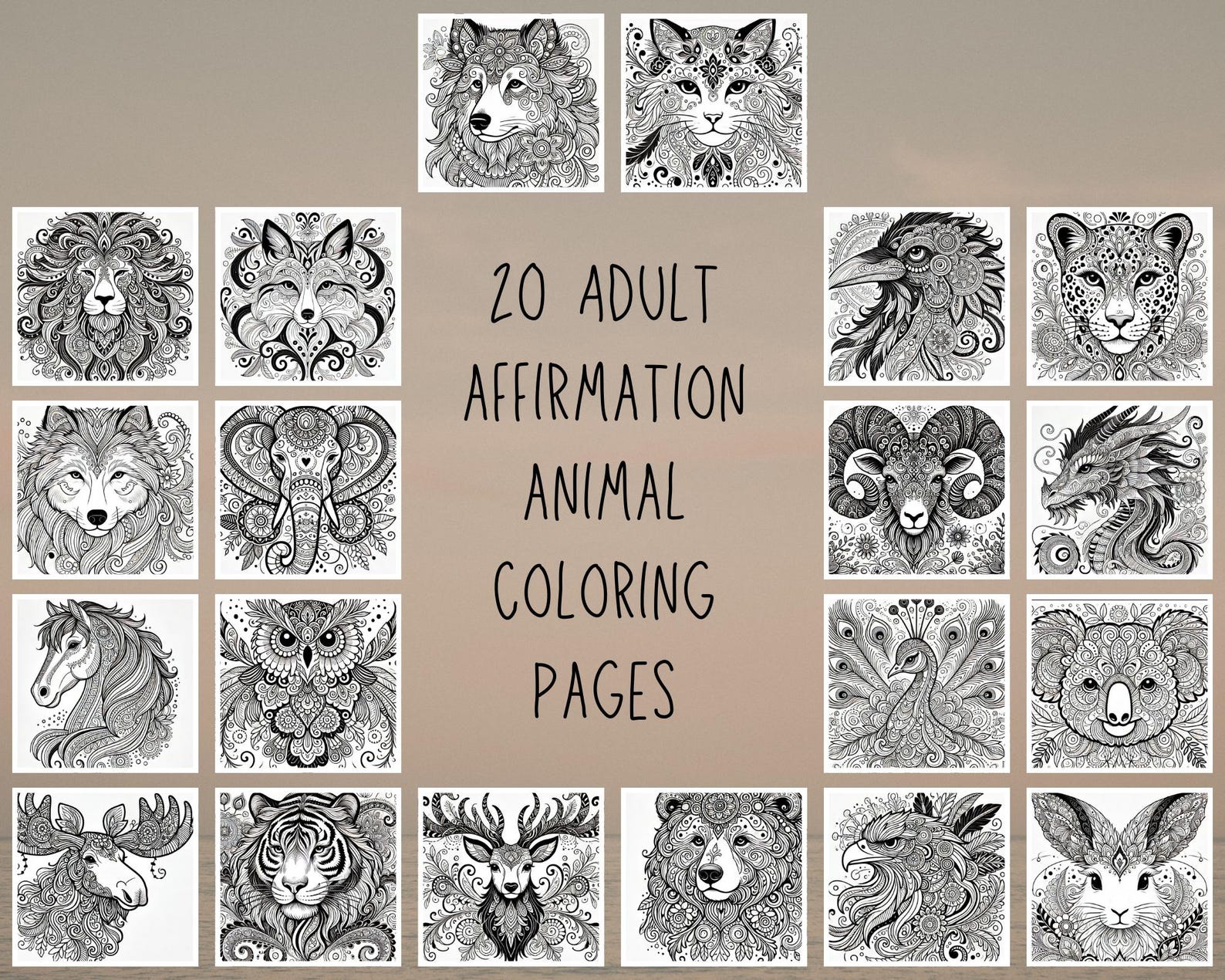 Adult Affirmation Animal Coloring Pages | 20 Stunning Printable ...