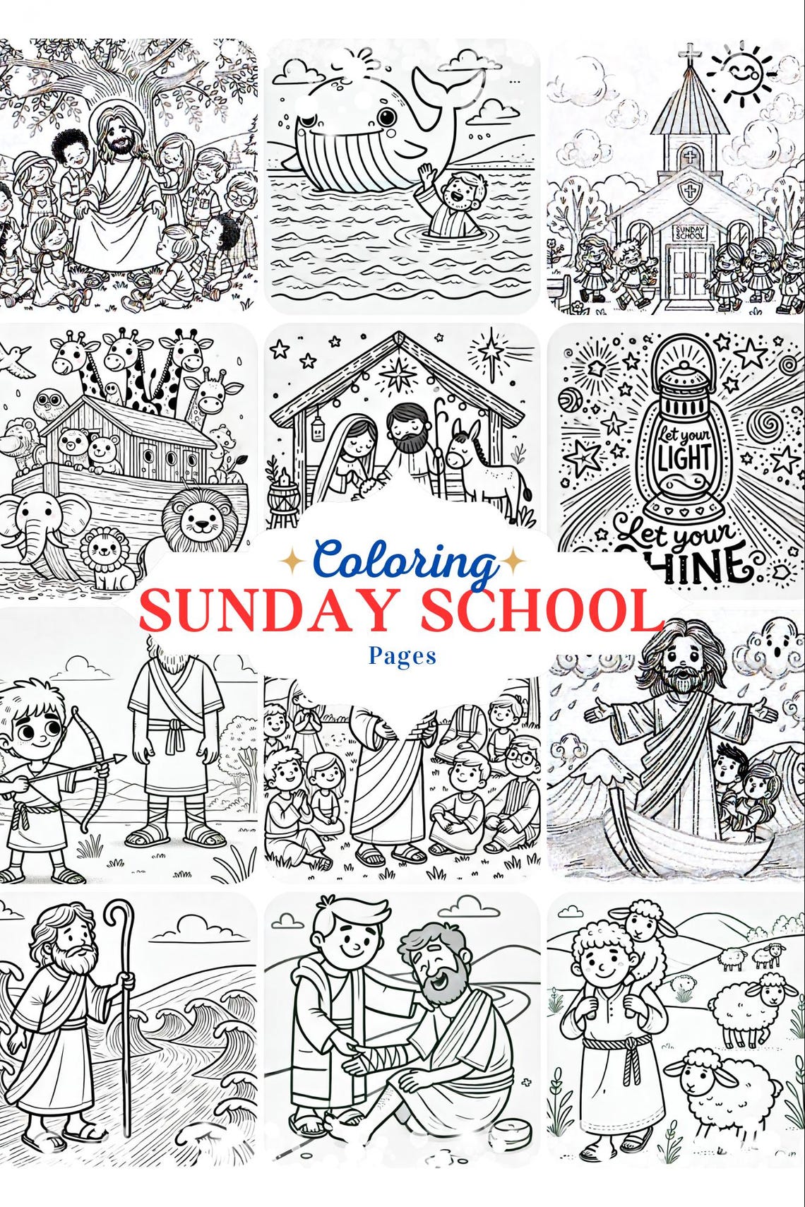 Sunday School Coloring Pages | 12 Wholesome Printable Coloring Pictures ...
