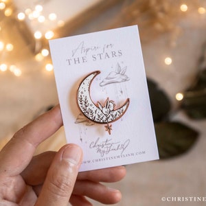 Catching Stars on the Moon | Rose Gold Enamel Lapel Pin - Etsy