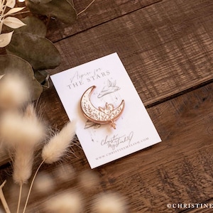 Catching Stars on the Moon | Rose Gold Enamel Lapel Pin - Etsy