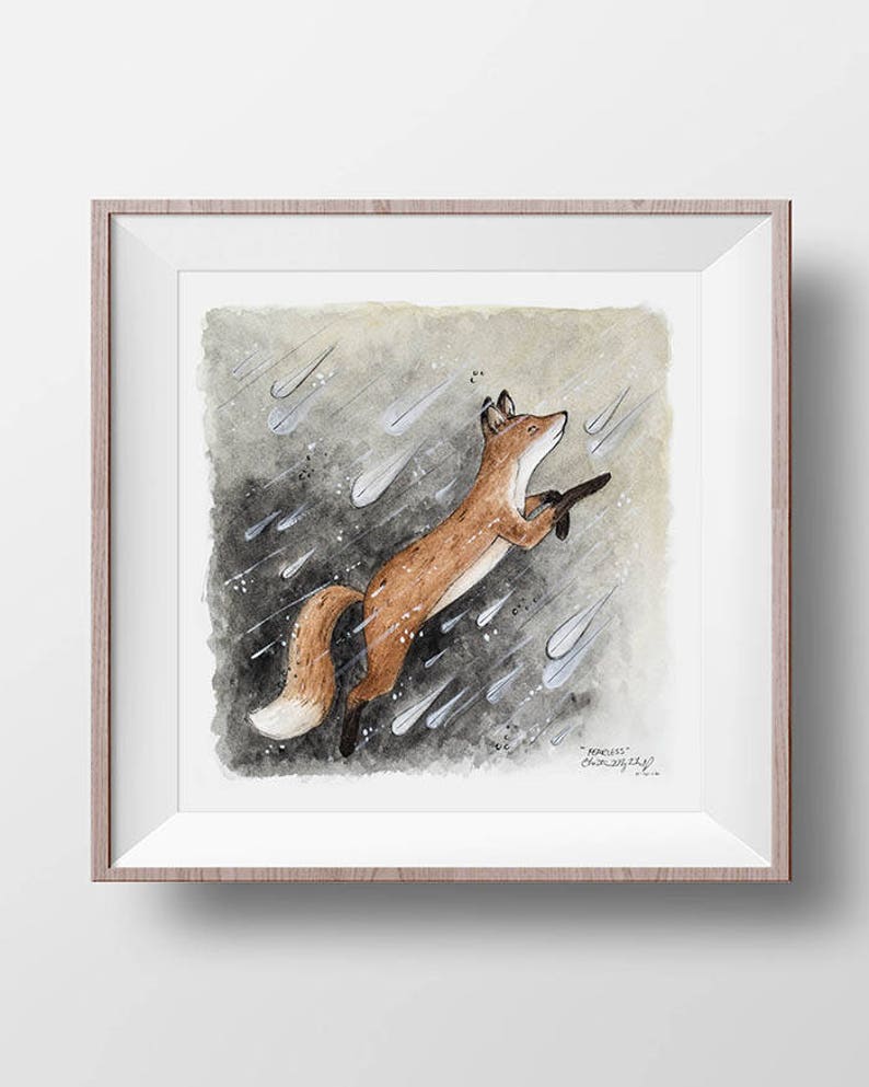Watercolor Fearless Fox Printable for Your Home or Office | Etsy