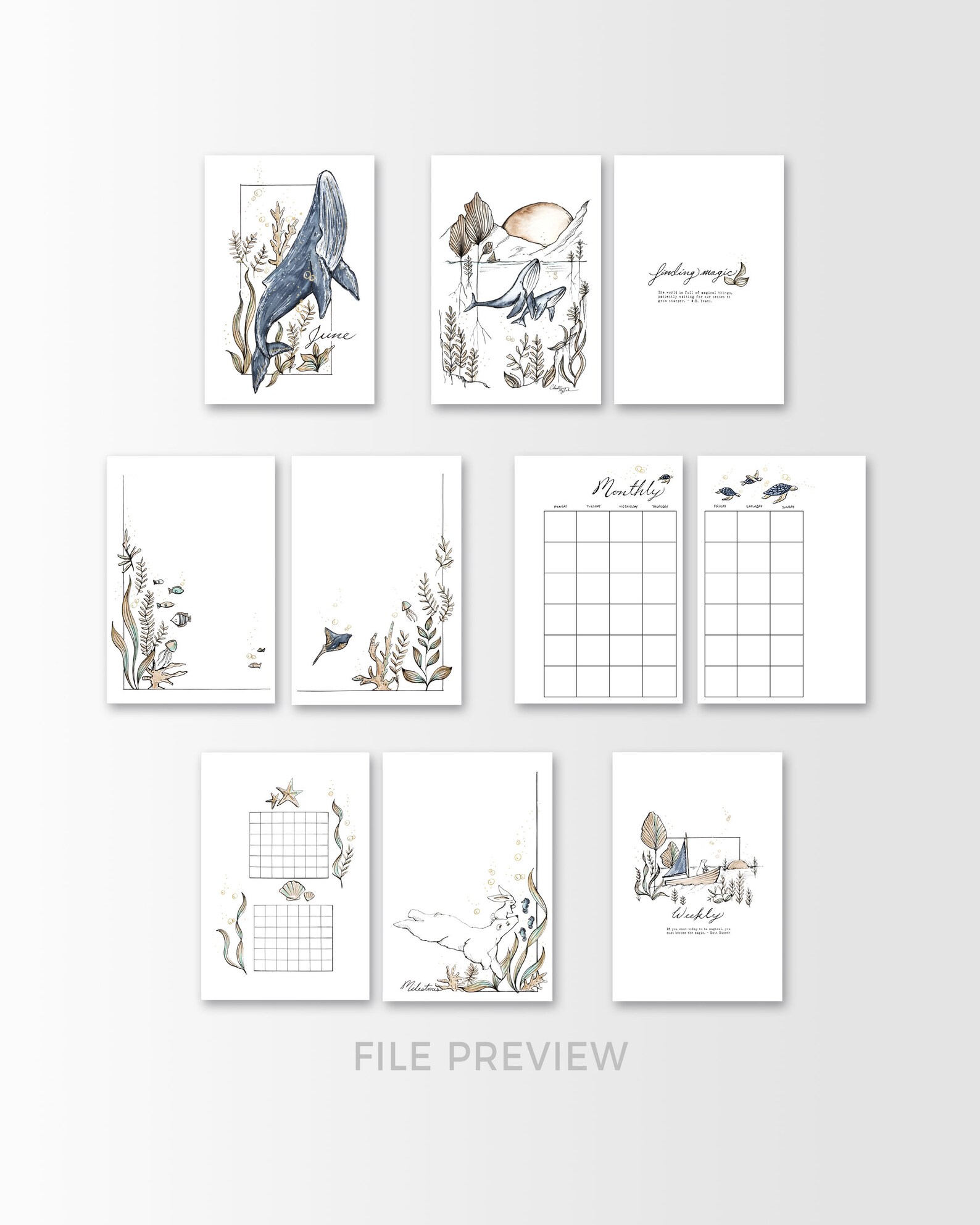 Full Blank Setup Under the Sea Printable for Journal or | Etsy