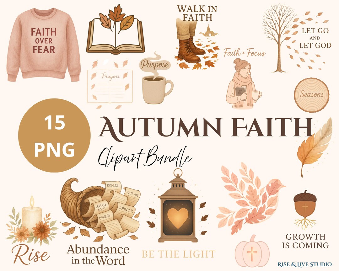 Autumn Faith Clipart Set – 15 Transparent Pngs for Fall Christian DIY ...