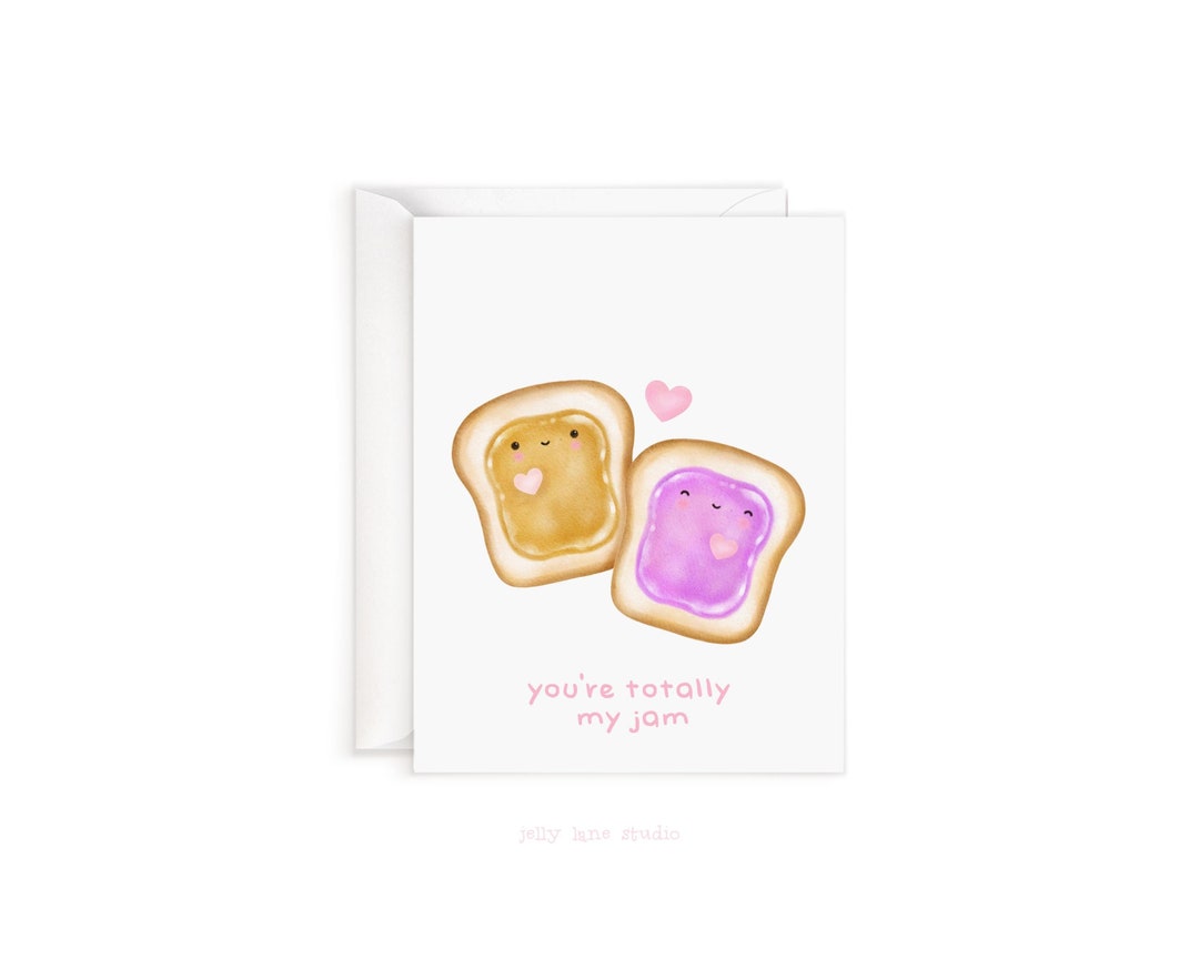 PB & J Valentine's Day Card, Printed A2 Card, Cute Couple Card, Card ...