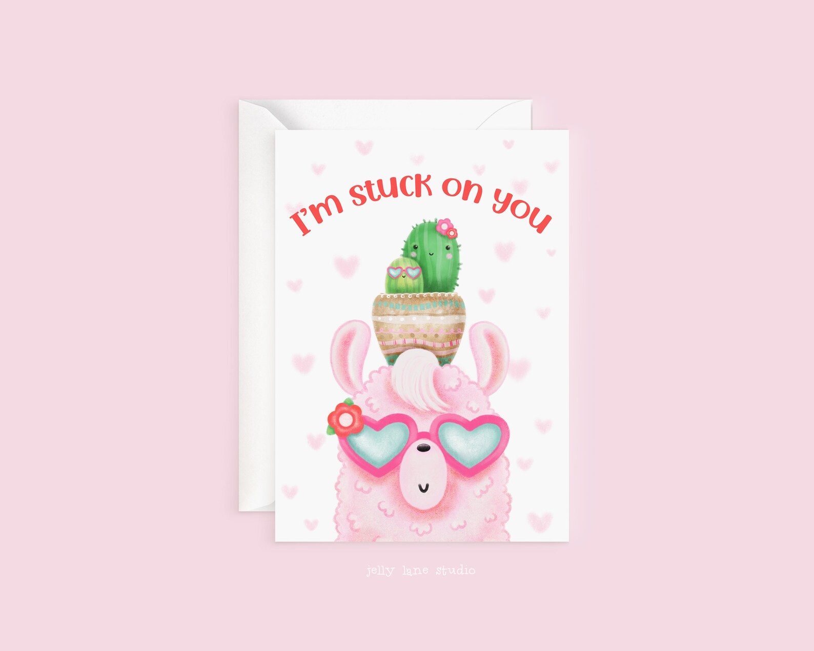 Llama Valentine's Day Card, Printed Llama Greeting Card, Cute Llama and ...