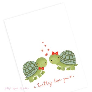Turtle Valentine's Day Card, Printed Valentine, Cute Couple Card ...