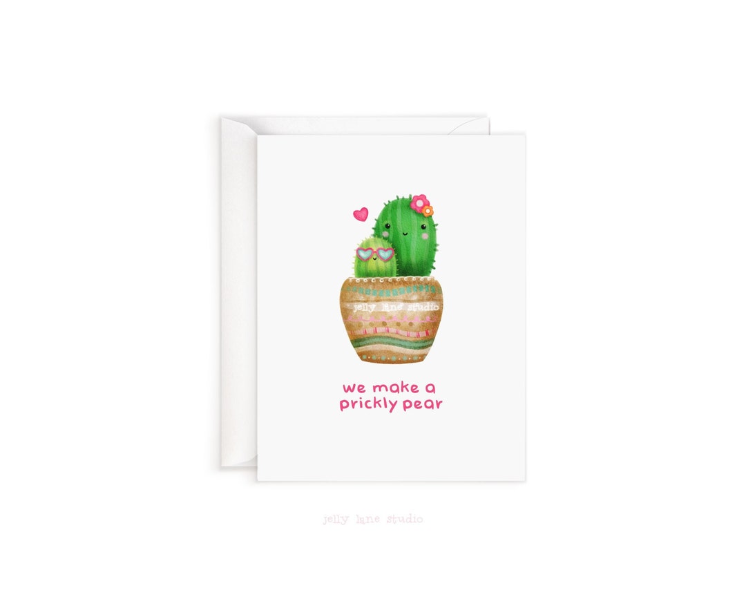 Cute Cactus Card, Printed A2 Valentine, Cute Couple Card, Card for ...