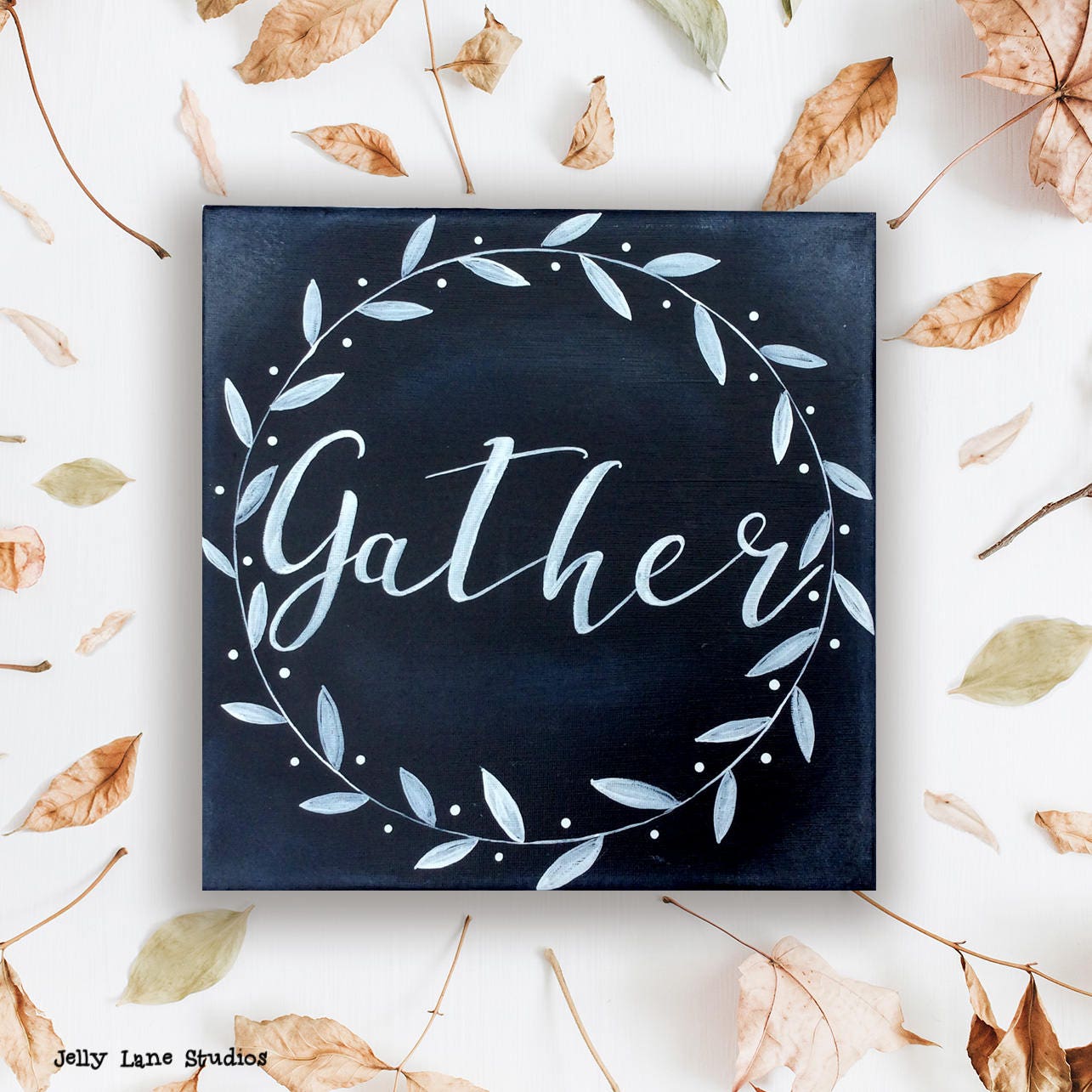 Gather Sign Farmhouse Wall Decor Chalkboard Canvas | Etsy