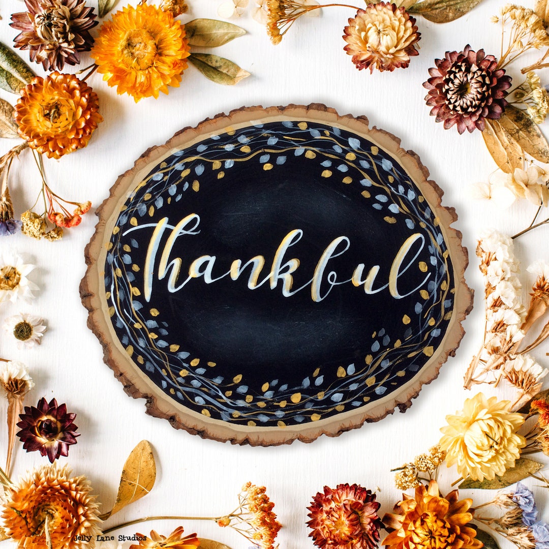 Wooden Thankful Sign, Thanksgiving Decor, Fall Chalkboard Sign ...
