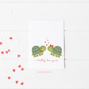Turtle Valentine's Day Card, Printed Valentine, Cute Couple Card ...
