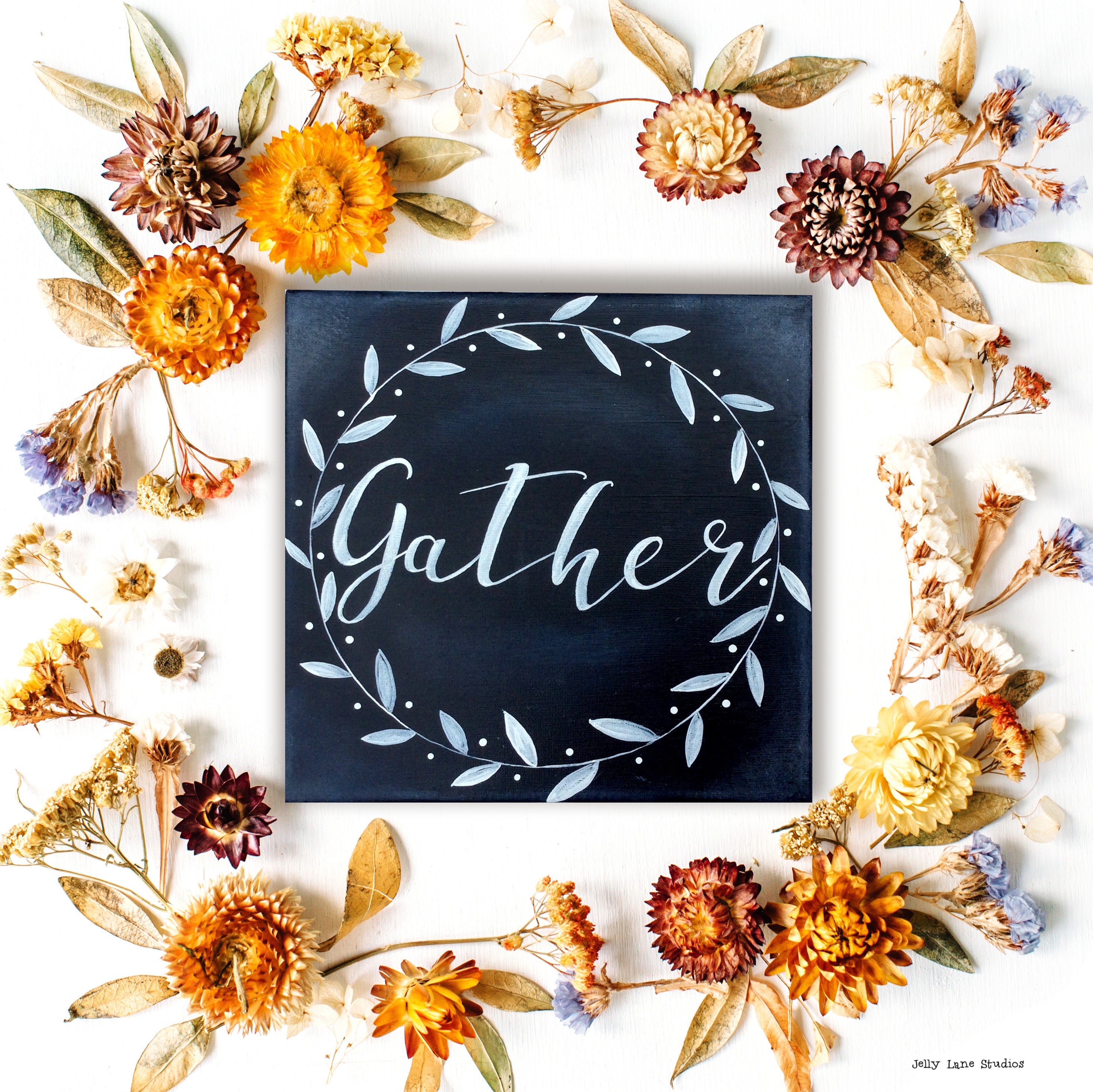 Gather Sign Farmhouse Wall Decor Chalkboard Canvas | Etsy