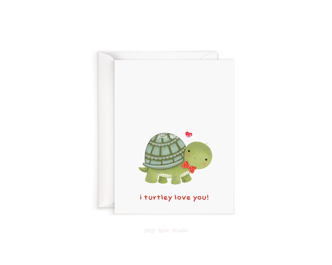 Turtle Valentine's Day Card, Printed A2 Valentine, Cute Couple Card ...