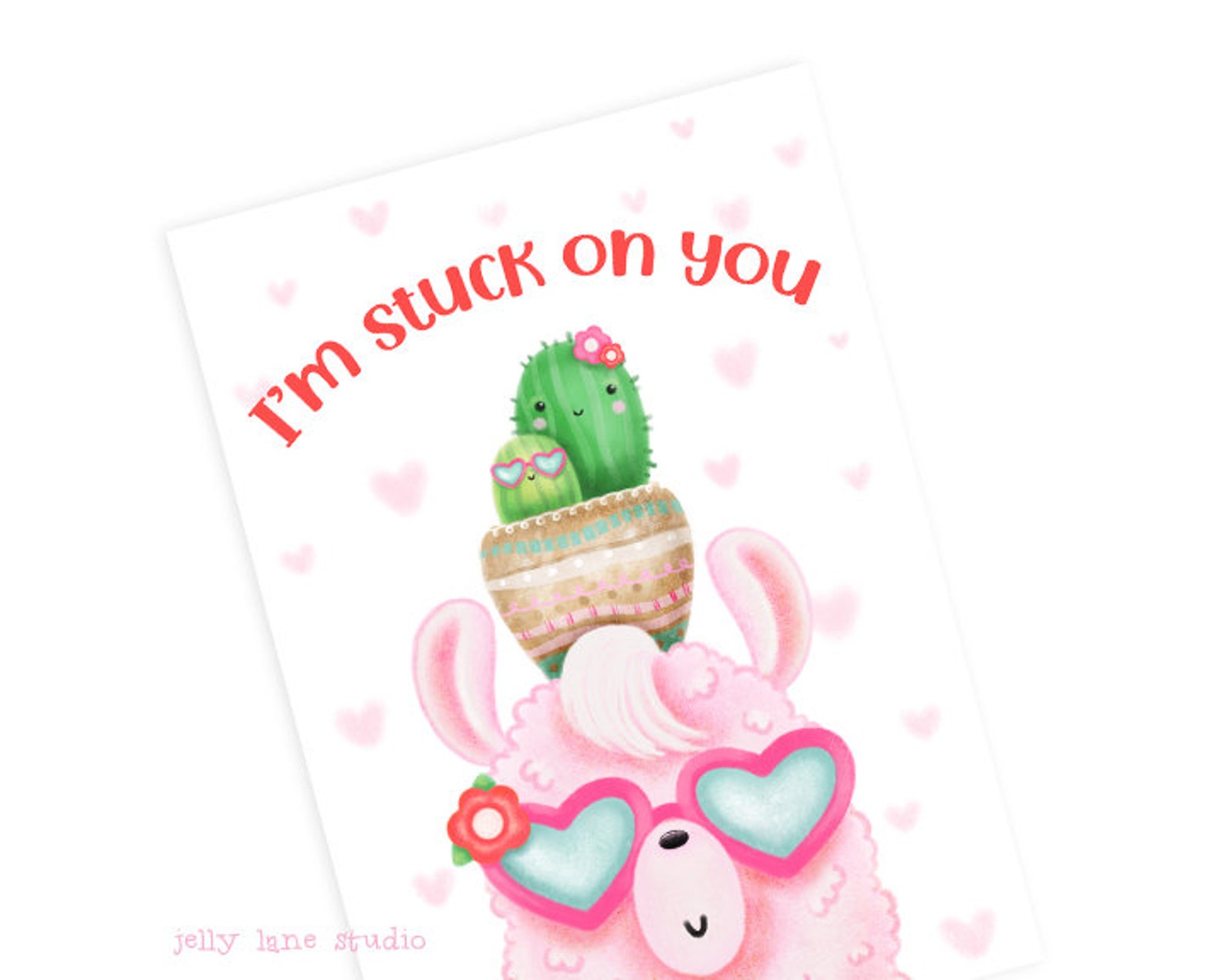 Llama Valentine's Day Card, Printed Llama Greeting Card, Cute Llama and ...