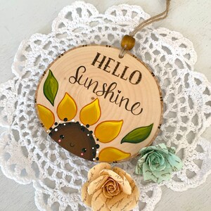 Hello Sunshine Ornament, Cute Sunflower Ornament, Sunflower Decor ...