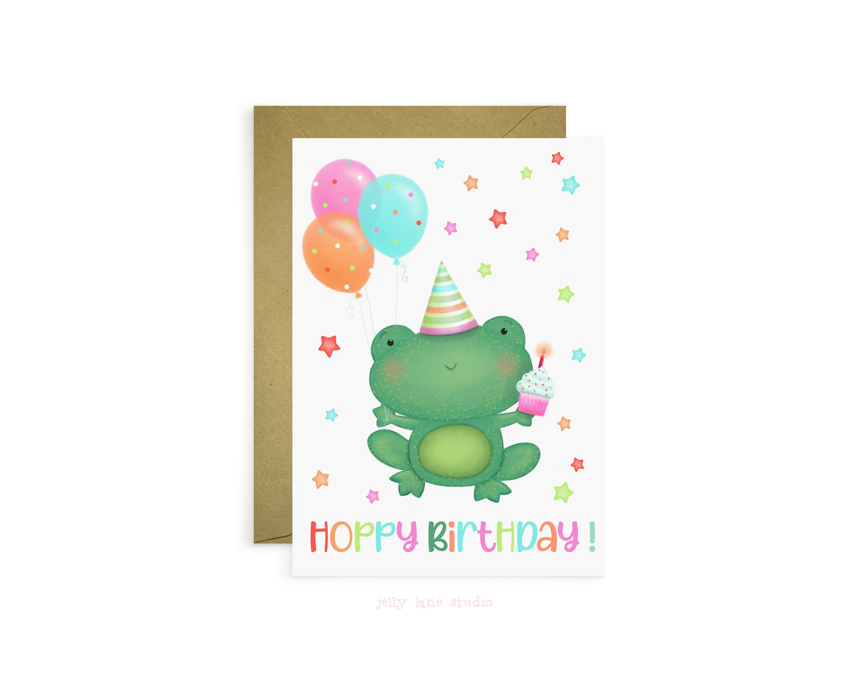 Frog Birthday Card, Printed Birthday Card for Child, Eco Friendly ...