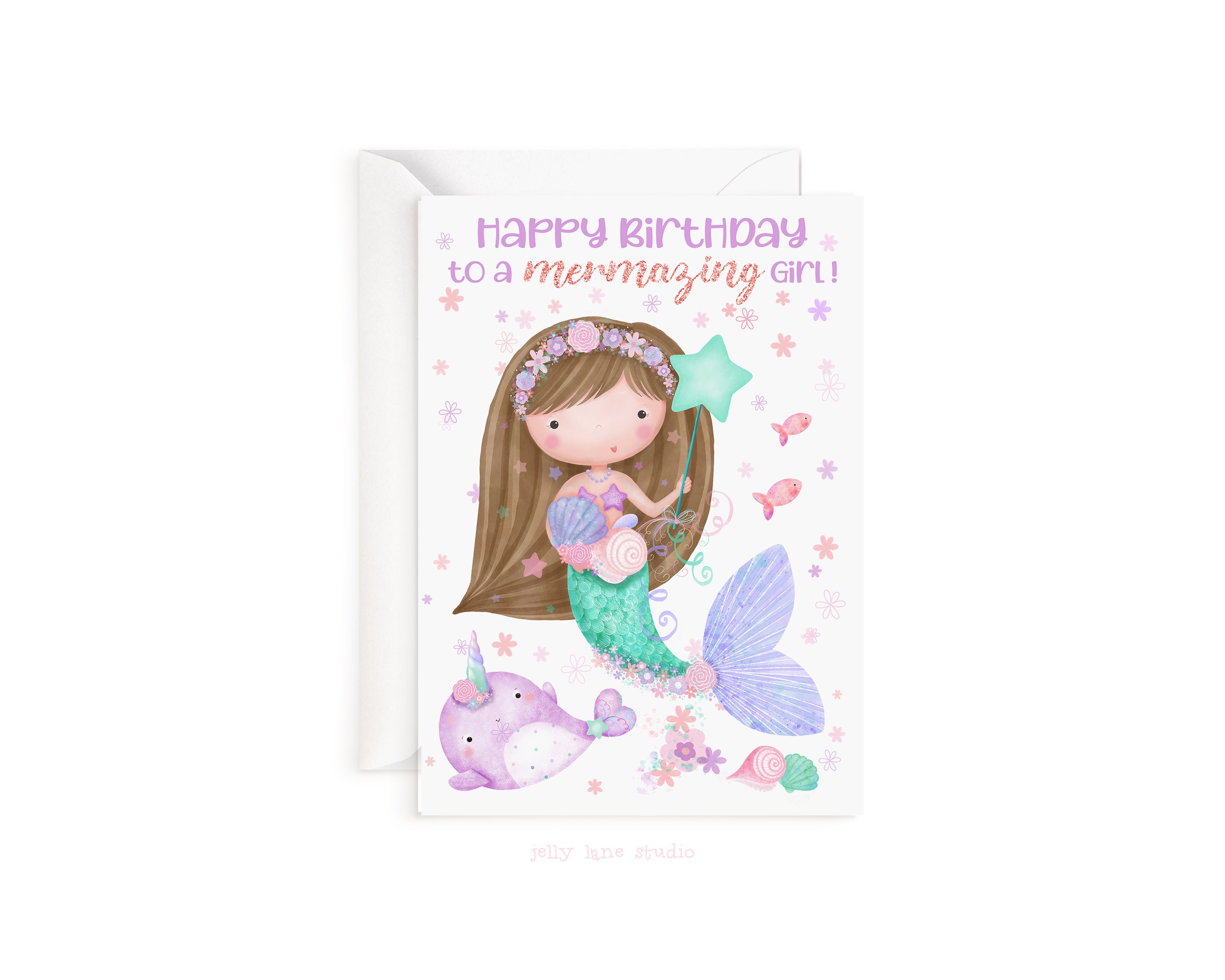 Mermaid Birthday Card, Mermazing, Printed Birthday Card for Girl, Eco ...