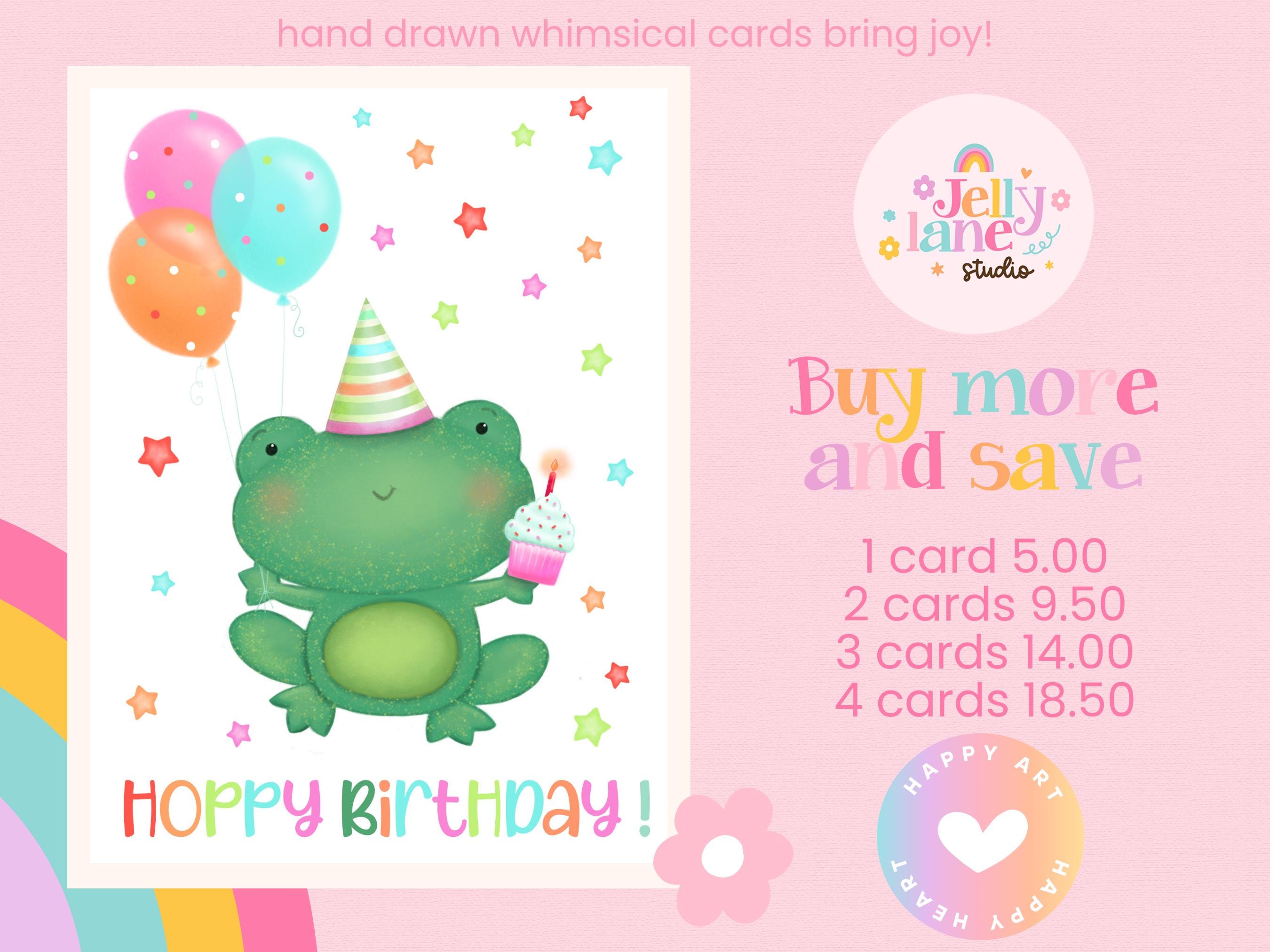 Frog Birthday Card, Printed Birthday Card for Child, Eco Friendly ...