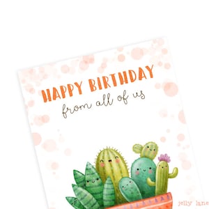 Cactus Birthday Card, Succulents Greeting Card, Happy Birthday From All ...