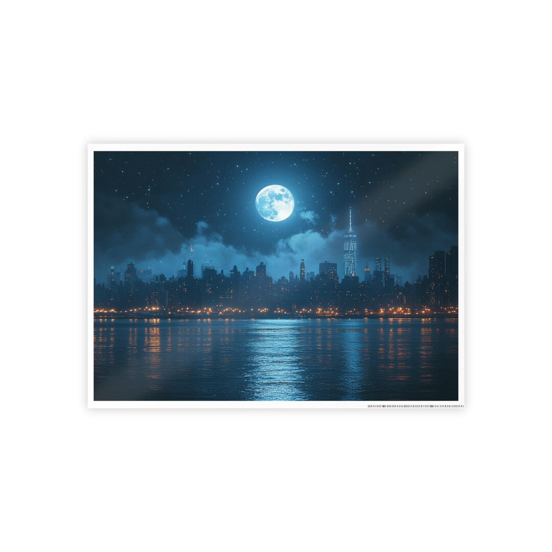 New York City Nightscape Gloss Poster - Urban Decor, Wall Art, Home ...