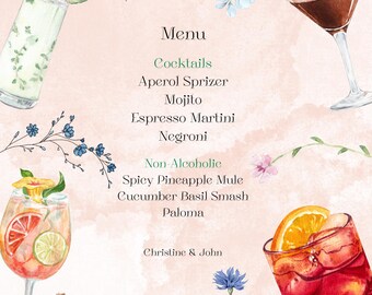 Fully Editable Cocktail Menu Template - MS Word | Indesign | Print ...
