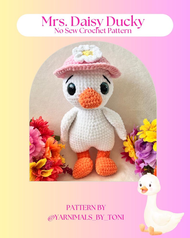 Easter Duck Crochet Pattern: Mrs Daisy Ducky, No Sew Amigurumi Toy (PDF ...
