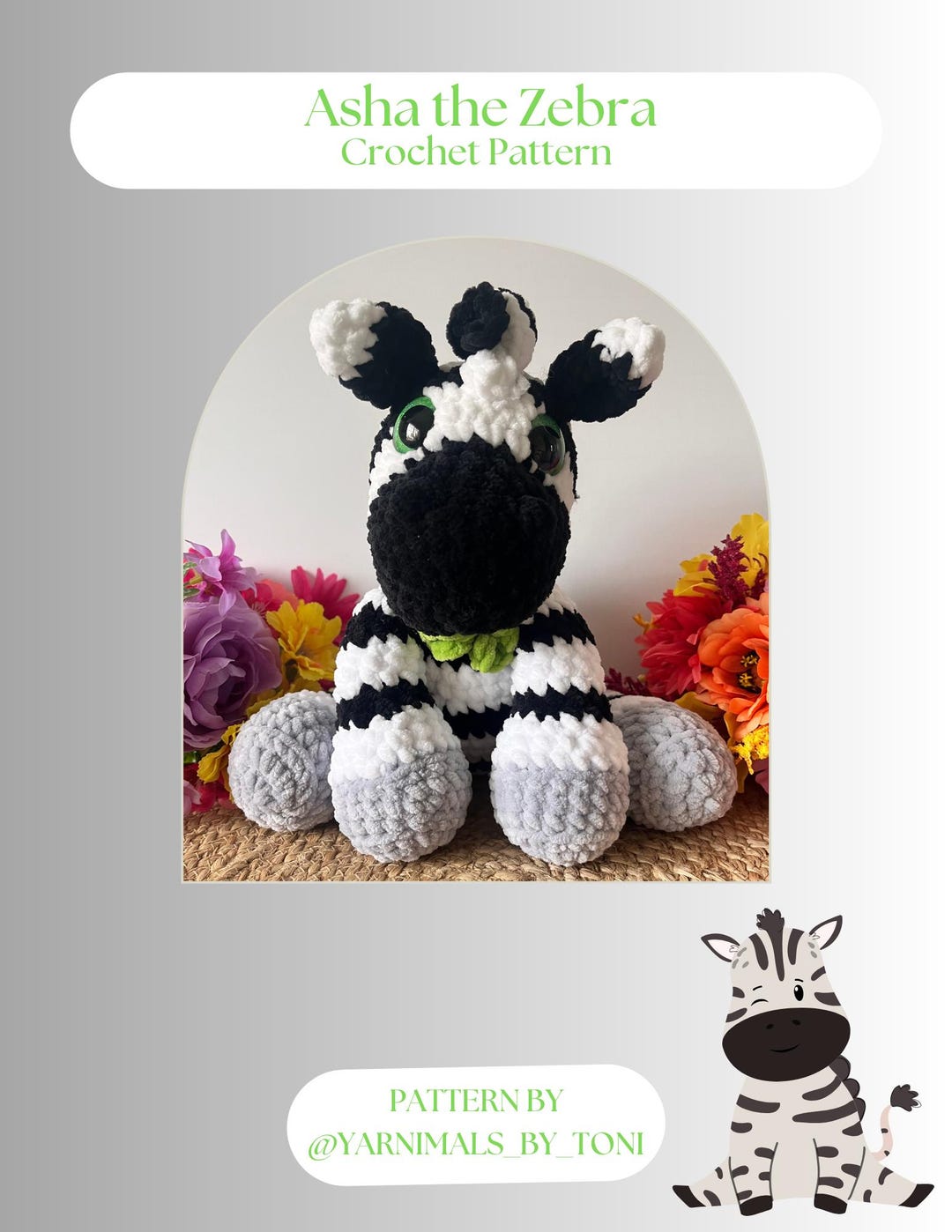 Zebra Crochet Pattern: Asha Thr Zebra, Low Sew Amigurumi Toy (PDF ...