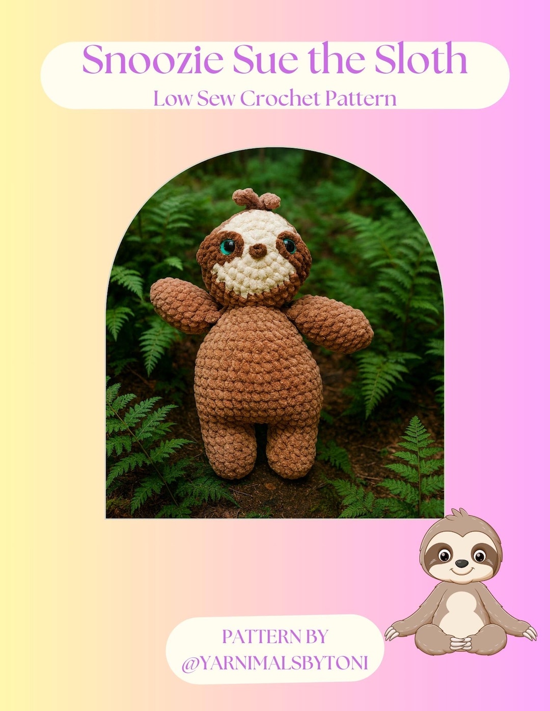 Sloth Crochet Pattern: Snoozie Sue, Low Sew (PDF Download) - Etsy