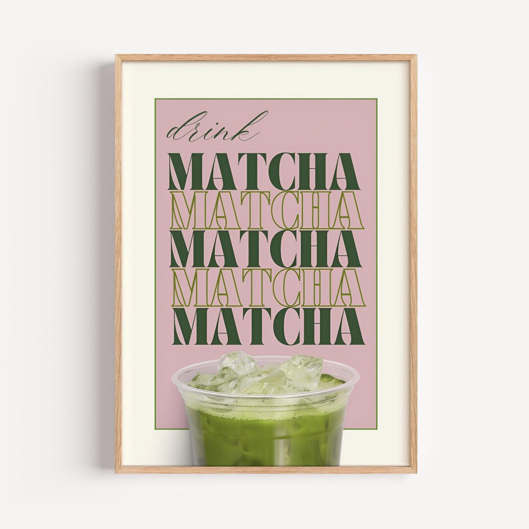 Cute Matcha Print Pink Kitchen Decor Matcha Wall Art Coffee Bar Decor ...