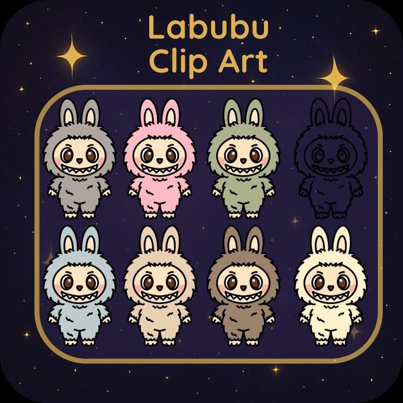 Labubu Color Bundle Clip Art PNG SVG Vector Digital File for Cricut - Etsy