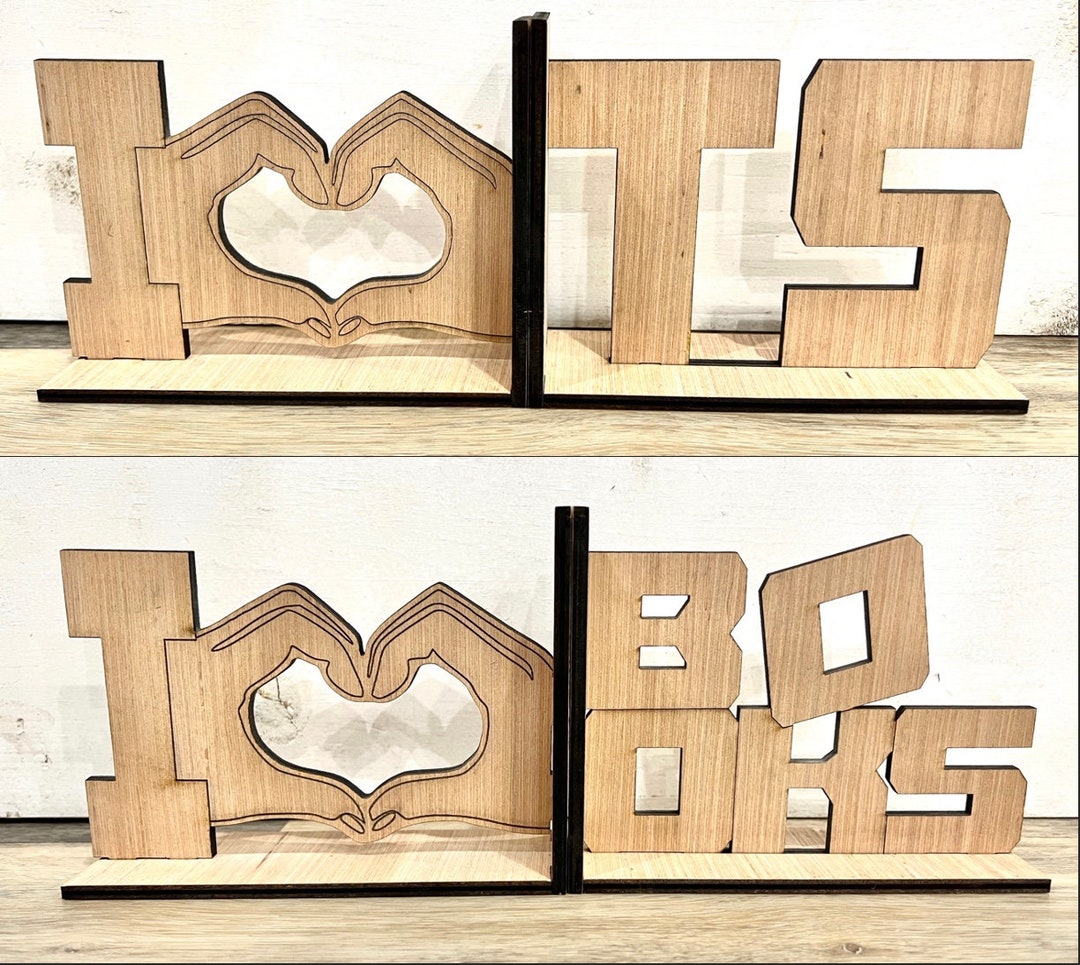 2 Full Sets of Wood Bookends (I Love Books/i Love T.S.) - Etsy