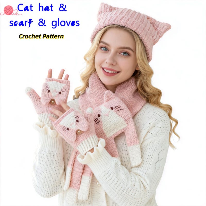 Cat Gloves and Scarf - Etsy