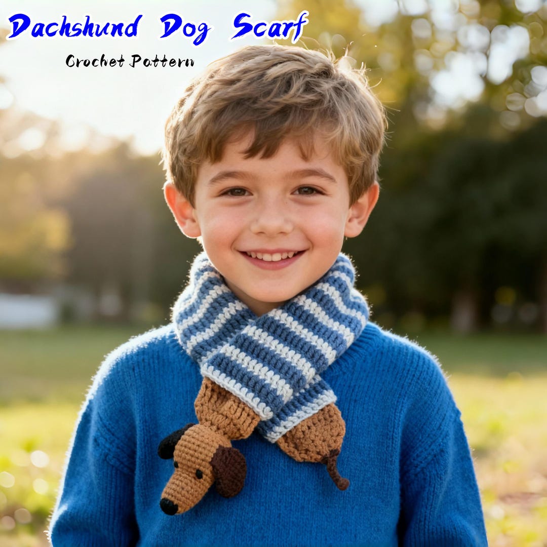 Crochet Dachshund Scarf Pattern PDF | Merino Wool Adult/kid Scarf | 3 ...