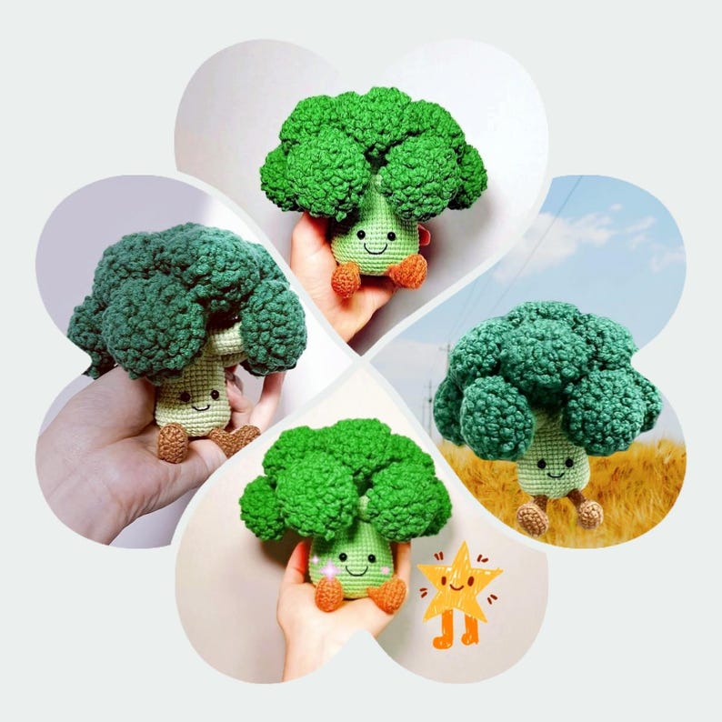 Crochet Broccoli Plush Toy Pattern - Chenille Yarn, US Terms (PDF ...