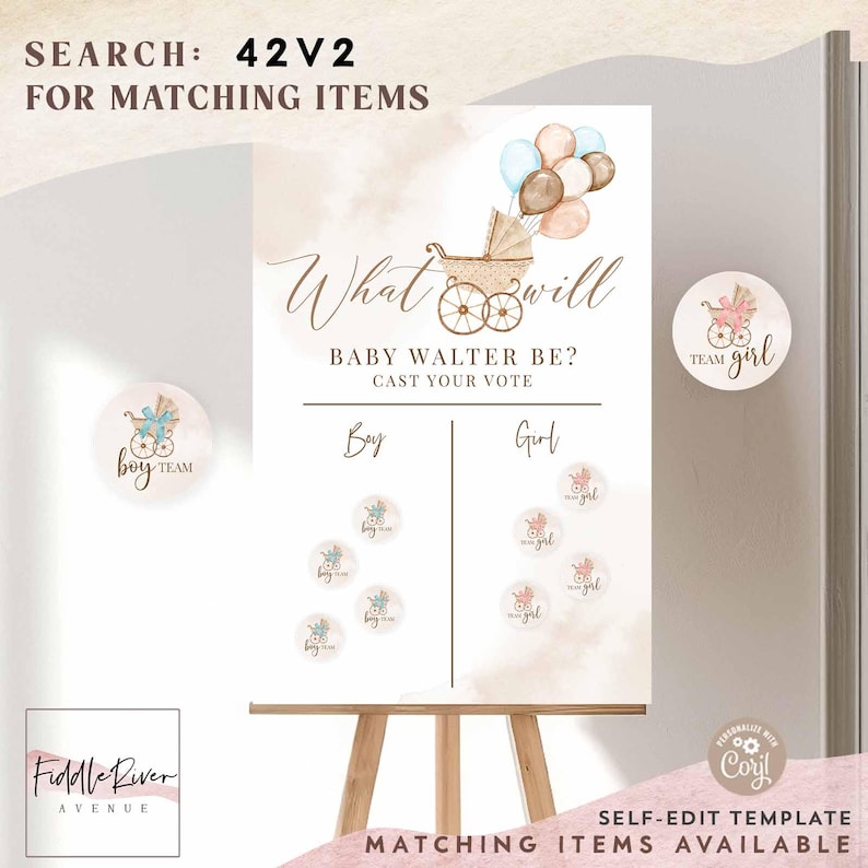 Editable Boy or Girl Chart What Will Baby Be He or She Gender Reveal ...