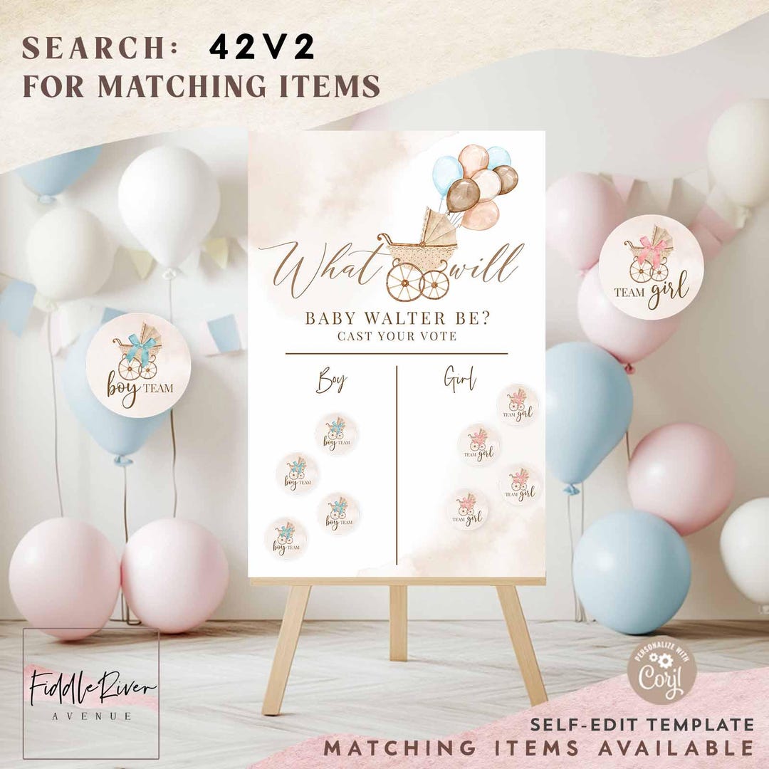 Editable Boy or Girl Chart What Will Baby Be He or She Gender Reveal ...