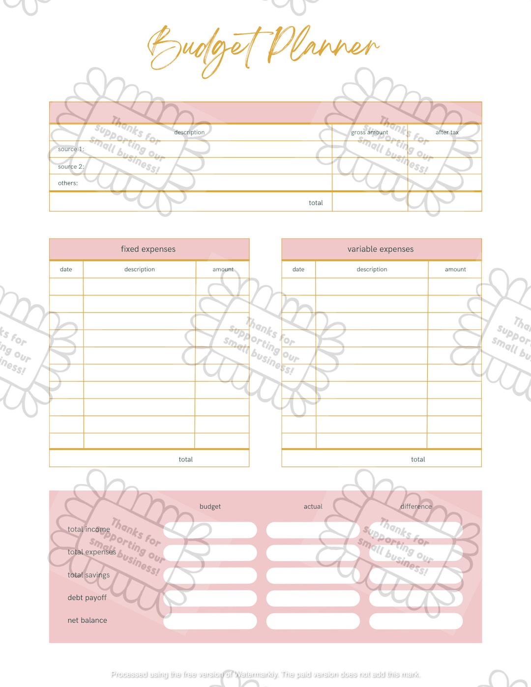 Cute Minimal Budget Planner | Easy to Use | Ready-to-print | Print-from ...