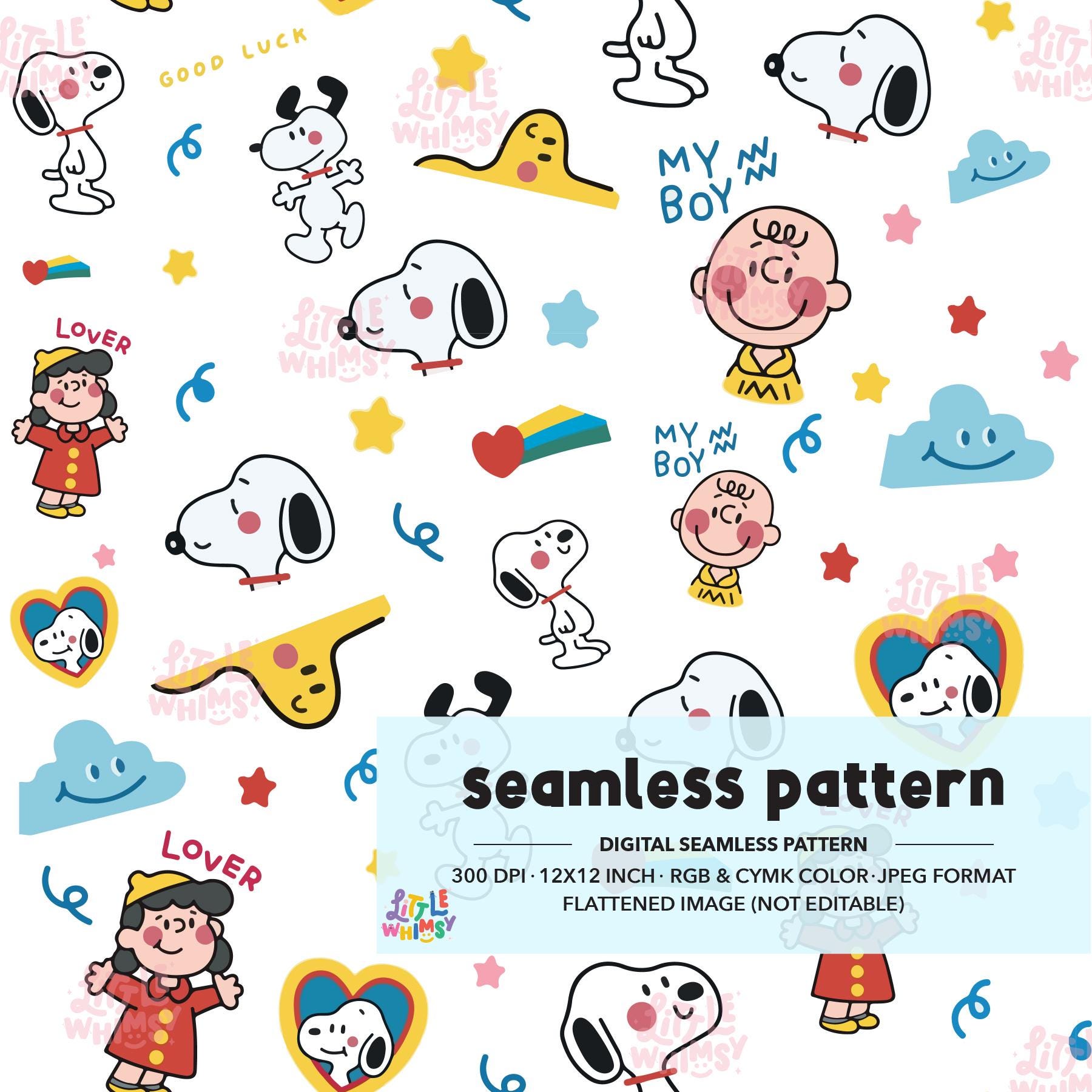 Cute Snoopy Seamless Pattern – Digital Download Magical Dog and Friends ...